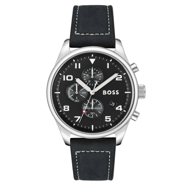 Hugo Boss Black Leather Chronograph Men's Watch - 1513987 – MGDL ...