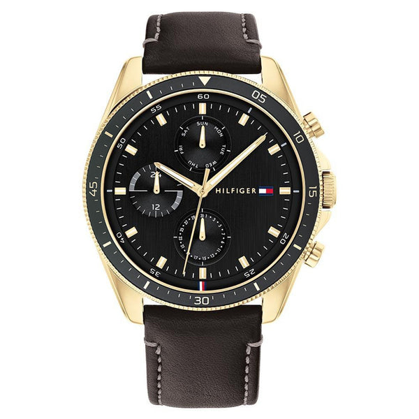 Tommy Hilfiger Black Leather Men's Multi-function Watch - 1791836 ...